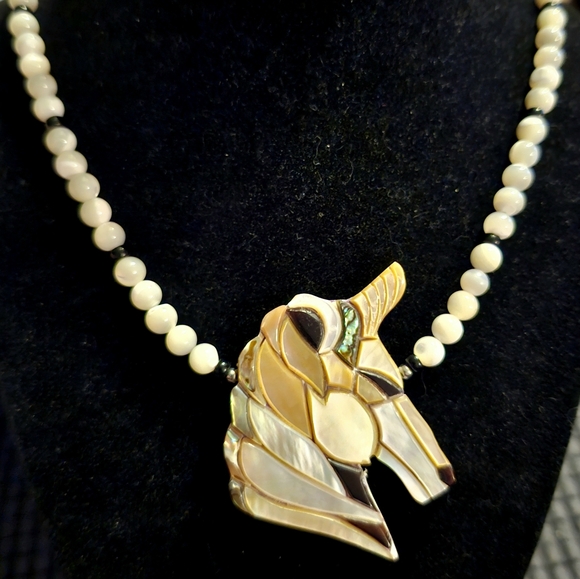 Lee Sands | Jewelry | Vintage Signed Lee Sands Mother Of Pearl Unicorn ...